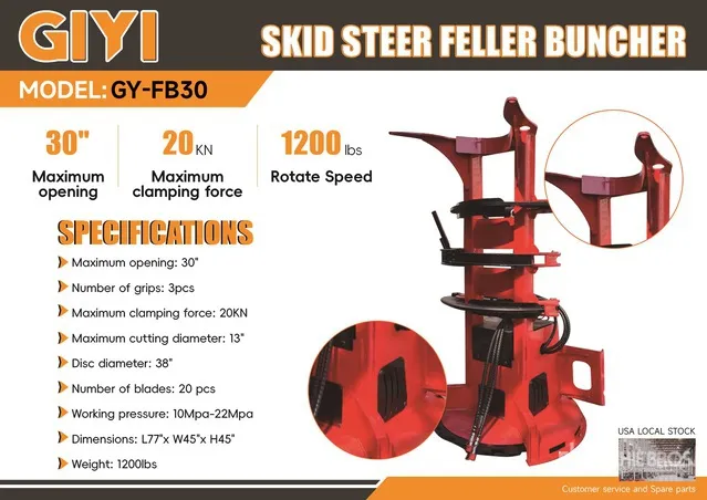 2025 GIYI GY-FB30 30 mm Skid Steer Feller buncher (Unused) - Aucteeno